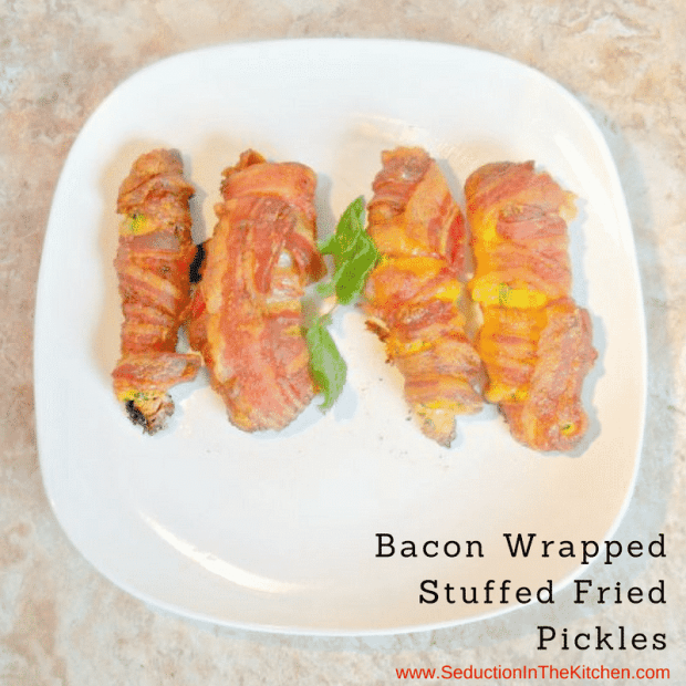 Bacon Wrapped Stuffed Fried Pickles {The New Fried Pickles}